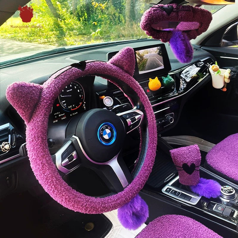 Cat Themed Car Accessories-Purple