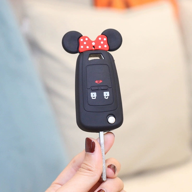 Chevy Mouse Ear Shaped Key Fob Cover Case Protector Red Bow - 2/3/4 bu