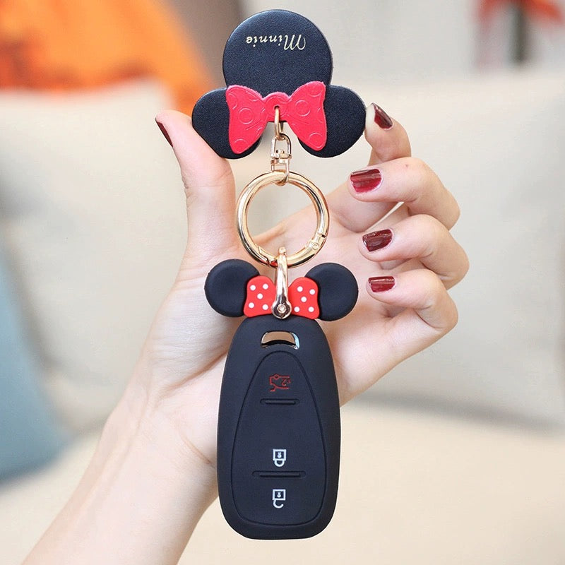 Chevy Mouse Ear Shaped Key Fob Cover Case Protector Red Bow - 2/3/4 ke ...