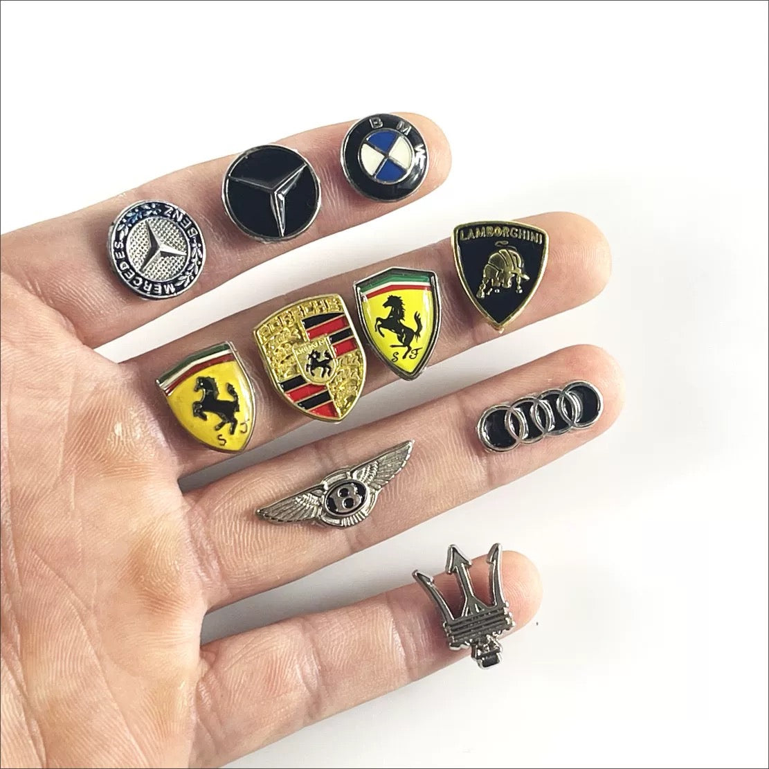 Mini-sized 2cm Metal Car Emblem - Bentley, Porsche, BMW, Ferrari, Lamb