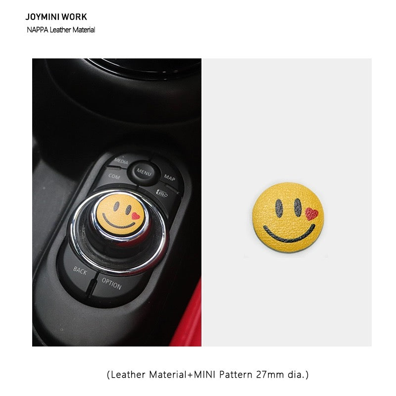 Media Button Leather Sticker Decal for Mini Cooper