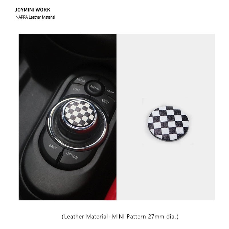 Media Button Leather Sticker Decal for Mini Cooper