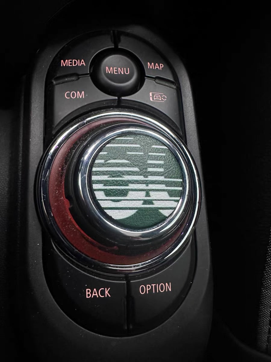 Media Button Leather Sticker Decal for Mini Cooper