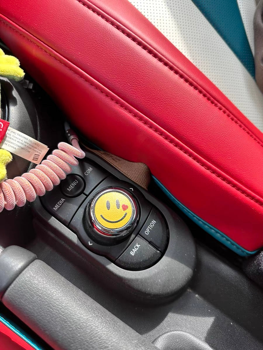 Media Button Leather Sticker Decal for Mini Cooper