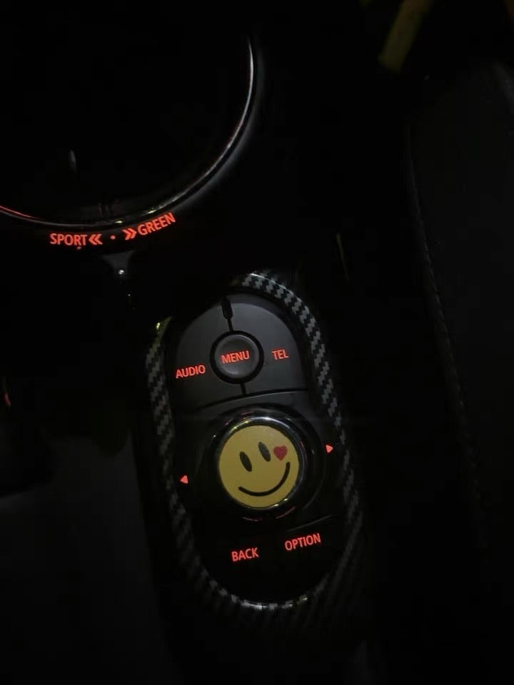 Media Button Leather Sticker Decal for Mini Cooper