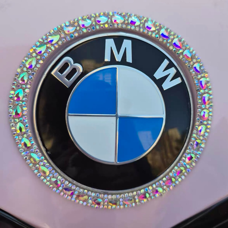 Glittering Diamond Rhinestonts Bling BMW Decal Emblem