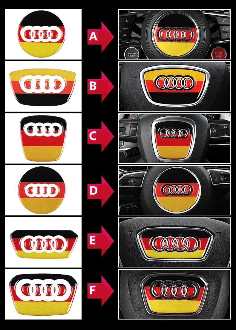 Germany Flag Three Colored Audi Emblem for Steering Wheel LOGO Sticker