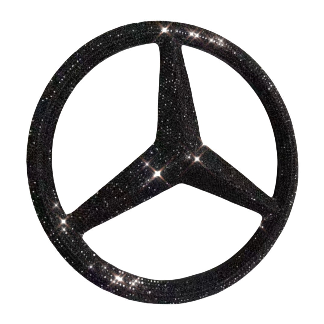 Black Bling Mercedes Rhinestone Front Emblem One-Piece Decal