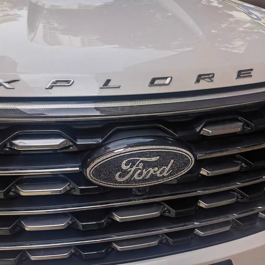 Rhinestone Decal for Ford Front Grill Emblem (Black and Silver) – Carsoda