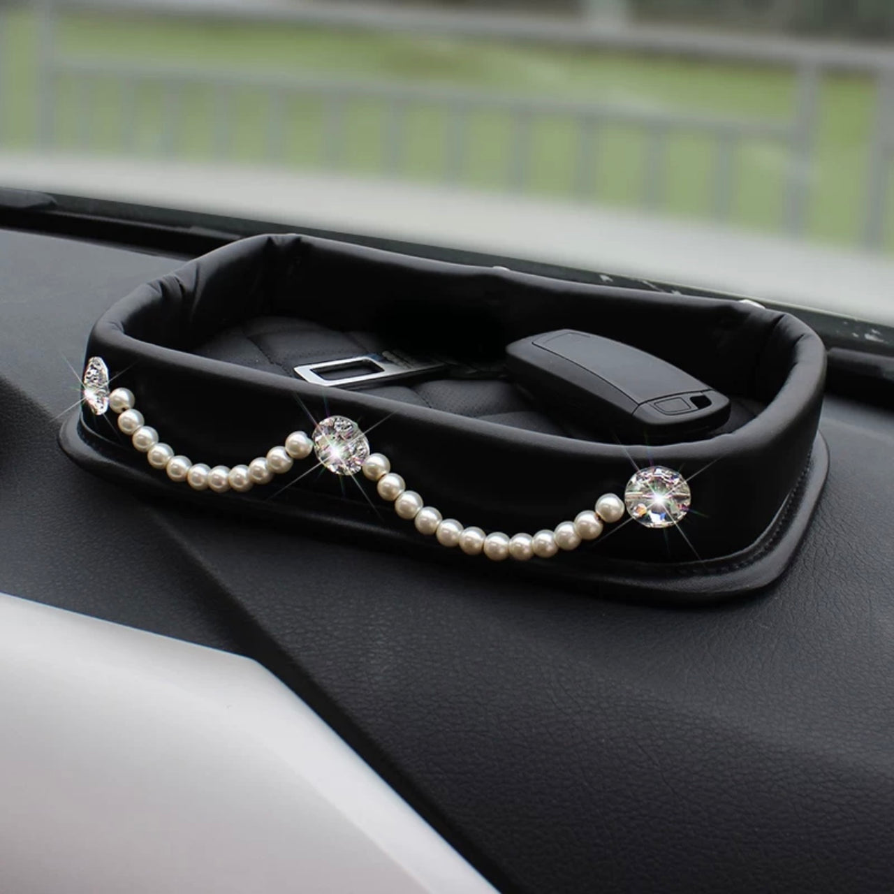 Car Dashboard Organizer Holder with Bling Decoration