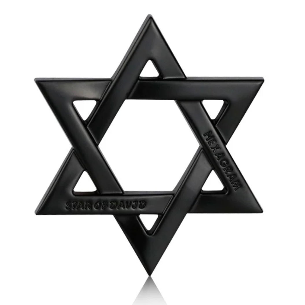 3D Metal Star of David Car Decal, Waterproof Chrome Jewish Symbol Stic