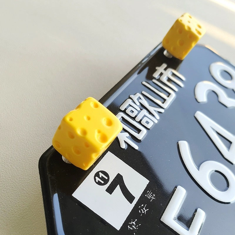 Funny Cheese Screw and Cap set for License Plate Frame
