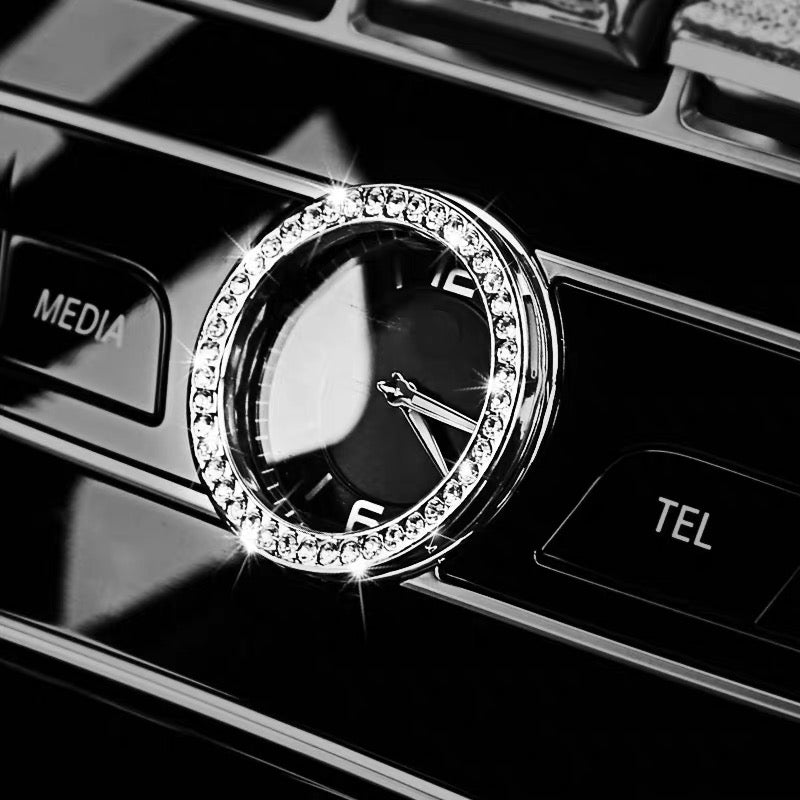 Round Bling Mercedes Benz Emblem for Center Clock Crystal Decal Decor