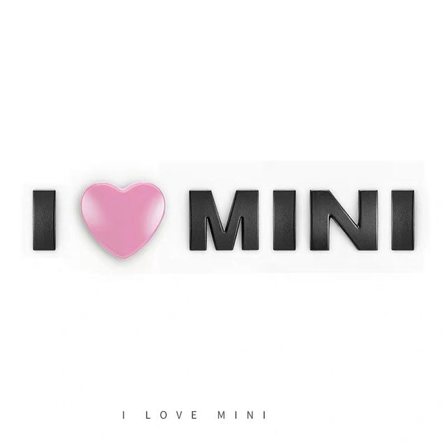 3D Chrome Metal Mini Cooper Decal I love mini Sticker