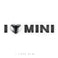 3D Chrome Metal Mini Cooper Decal I love mini Sticker