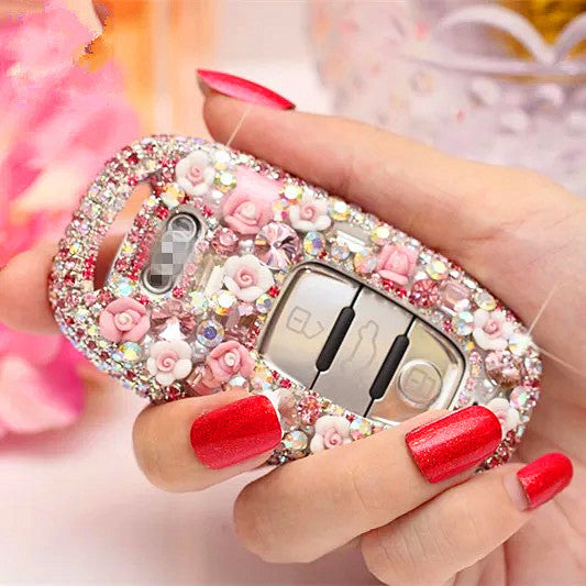 Bling Car Key Holder with Rhinestones for Audi - Pink