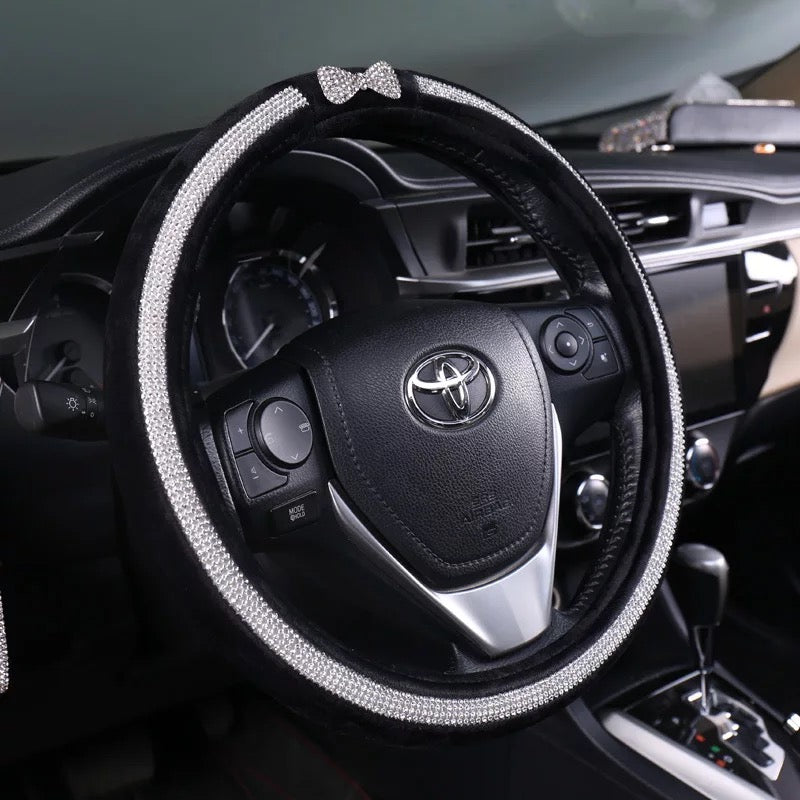 Bedazzled Steering Wheel Cover with Bling Bow