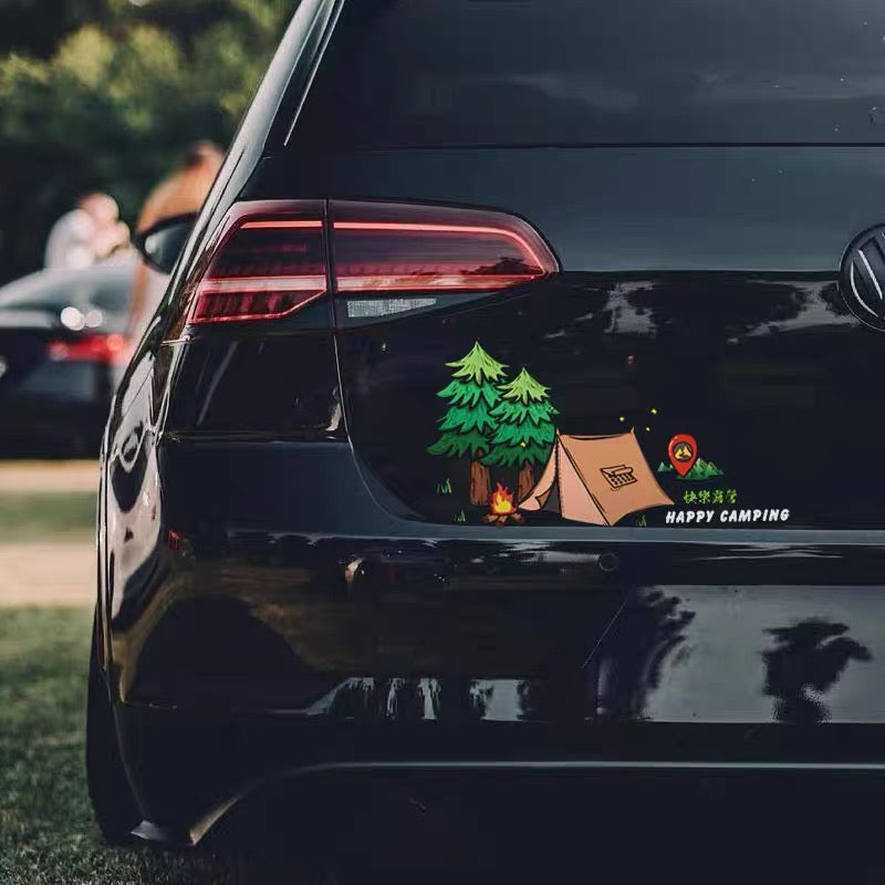 18 x 10 inch Large Size Happy Camping Car Decal Camper Explorer Trunk ...