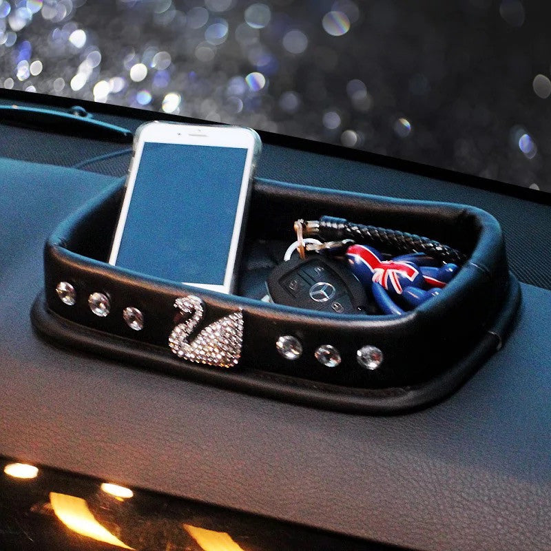 Car Dashboard Organizer Holder with Bling Swan
