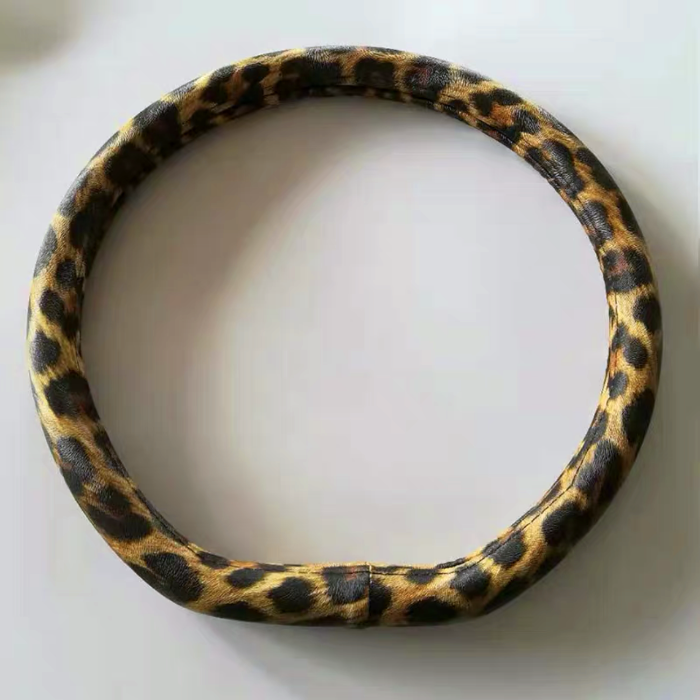 D-Shaped Cheetah Leopard Print Steering Wheel Cover