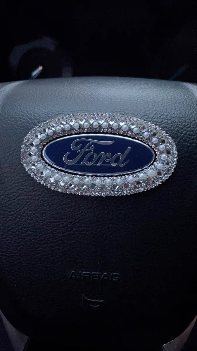 Pink FORD Bling Front or Rear Grille or Steering Wheel Emblem Rhinesto ...