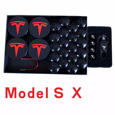 Wheel Cap Kit for TESLA Model S/X/S (Wheel Tire Lug Nut Caps +Tesla lo ...