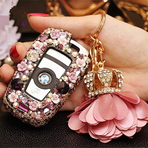 Multi-color Bling Car Key Holder with Rhinestones for BMW