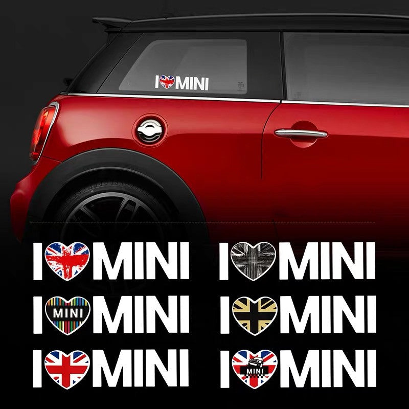I love Mini sticker for Mini Cooper -Jack Union Checker Rainbow 8 Patt ...