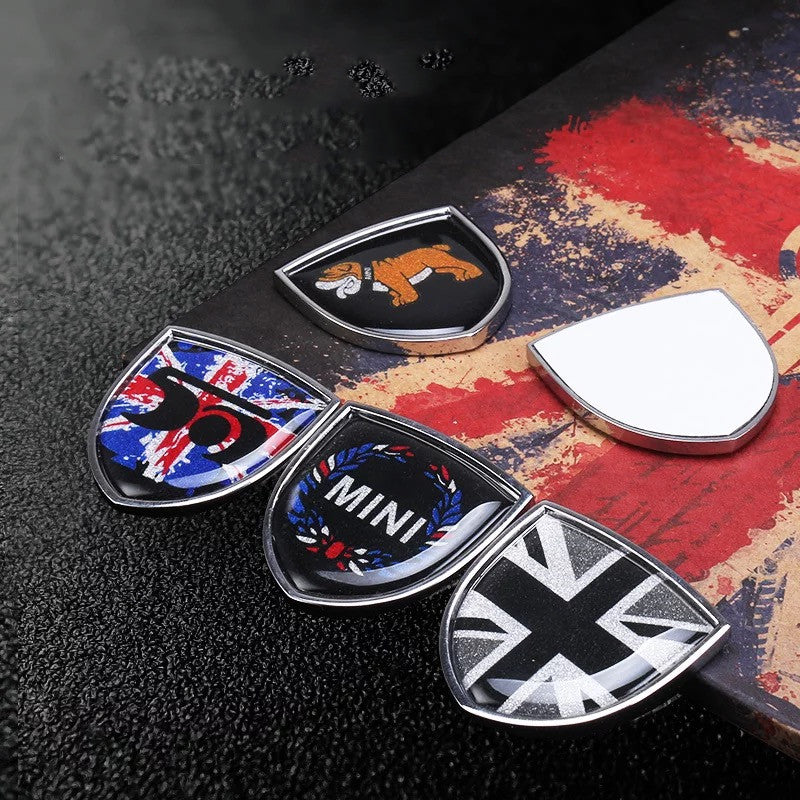 Leaf Shaped Metal Sticker decal for Mini Cooper -Jack Union Checker Ra ...