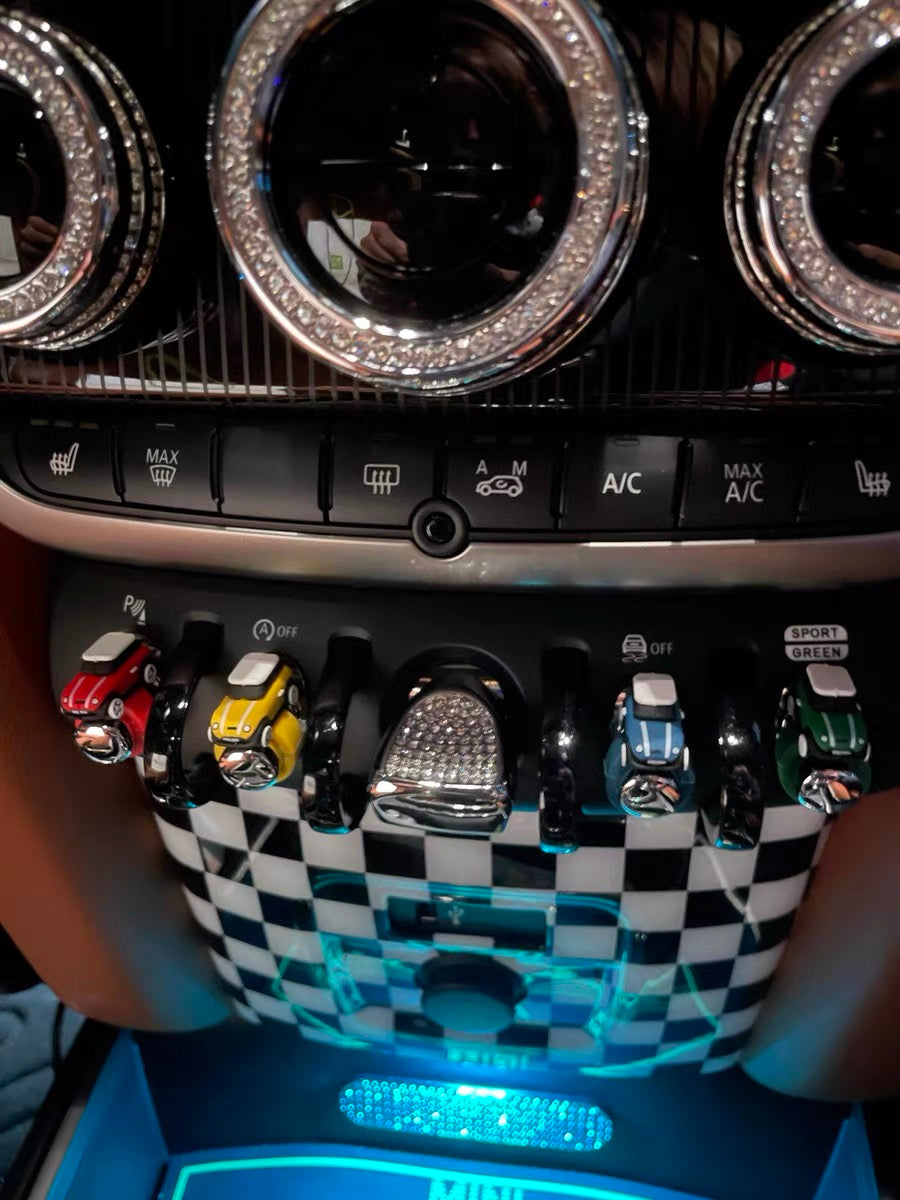 Mini Cooper Center Console AC Control Buttons Ring Decorations - Mini