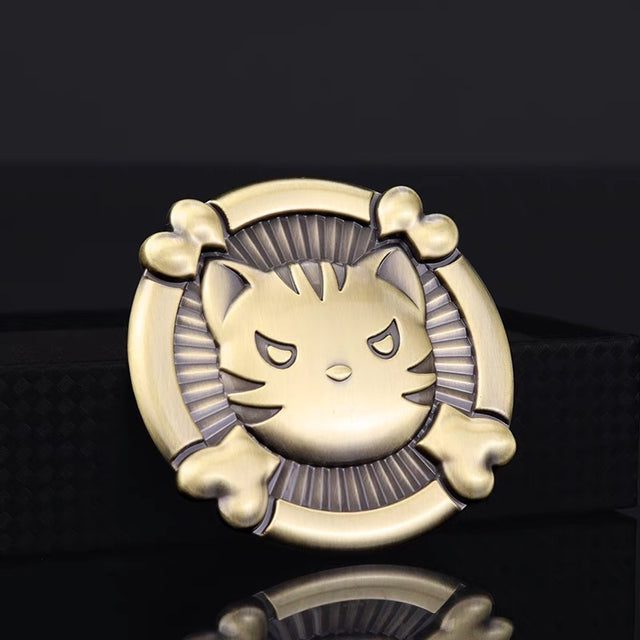 Bronze or Silver Chrome Metal Car -Skull Kitty Rock Cat 2.5''