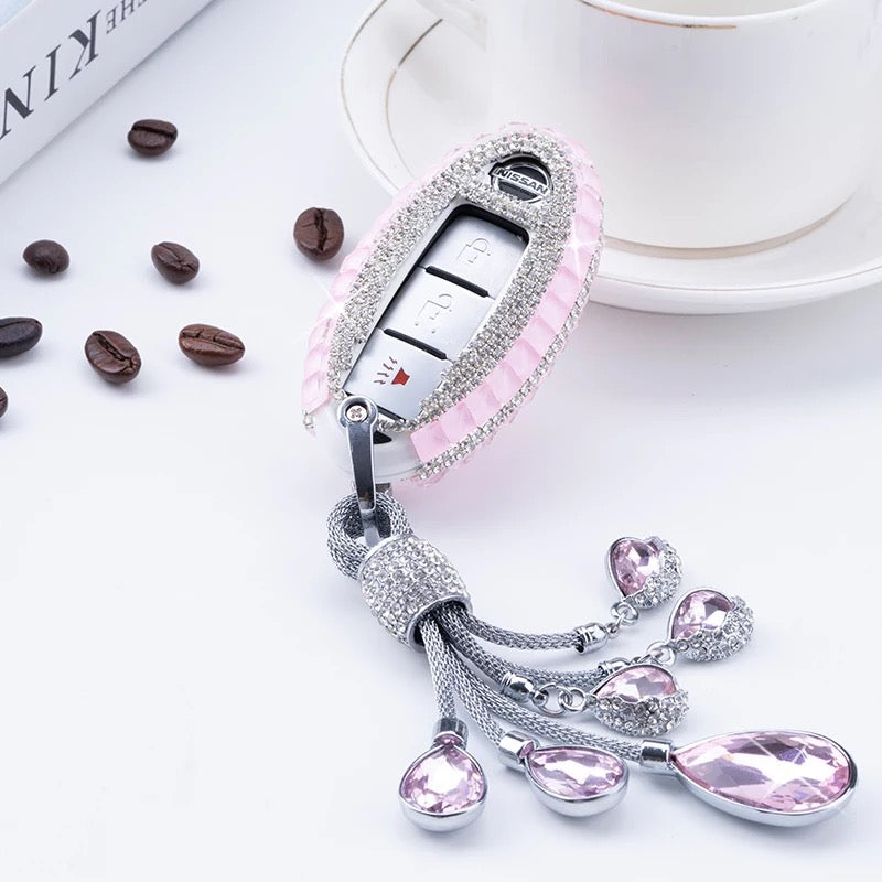 Infiniti/Nissan Bling key FOB Holder with Rhinestones Crystals - Pink ...