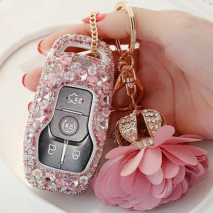 Ford Crystal Bling Car Key FOB Holder with Rhinestones - for Lincoln M