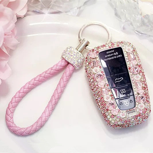 Toyota Bling Car Key Holder with Rhinestones and flowers for Camry Hig
