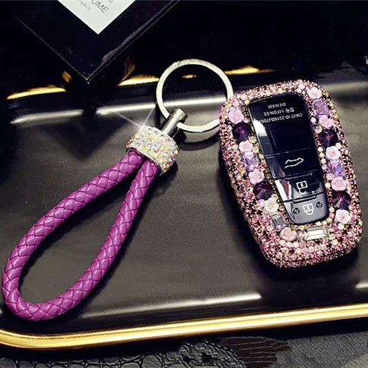 Toyota Bling Car Key Holder with Rhinestones and flowers for Camry Hig