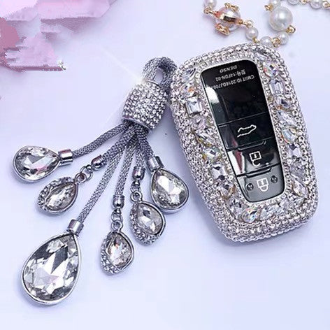 Silver Toyota Bling Car Key Holder with Rhinestones and flowers for Ca ...