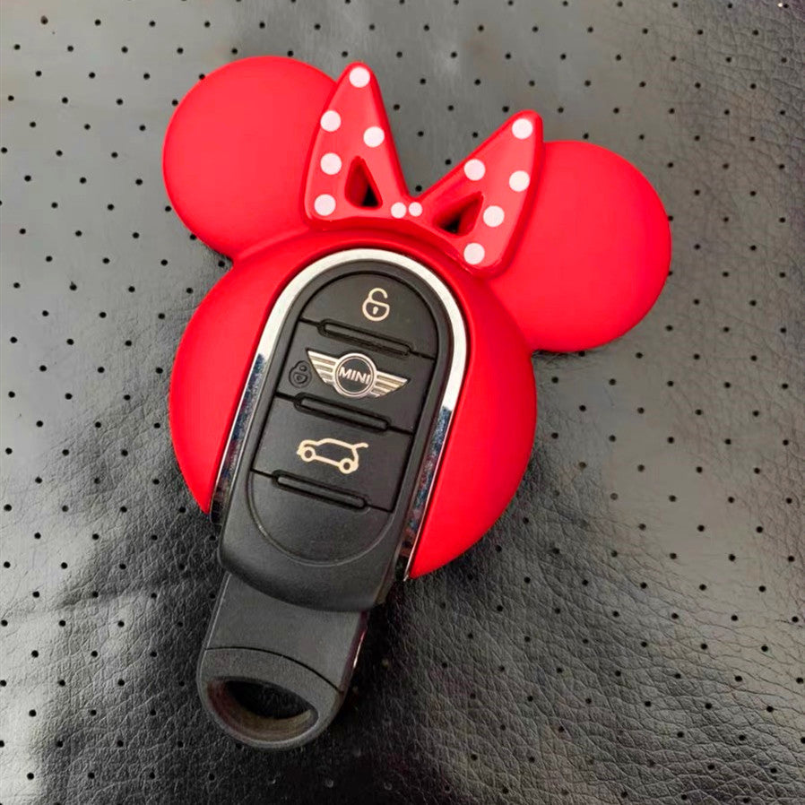 Red Mini Cooper Mouse Ear Shape Key Fob Cover Case Protector with Bow ...