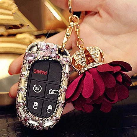 Bling JEEP Dodge Opened back Key FOB Cover with Rhinestones- only for