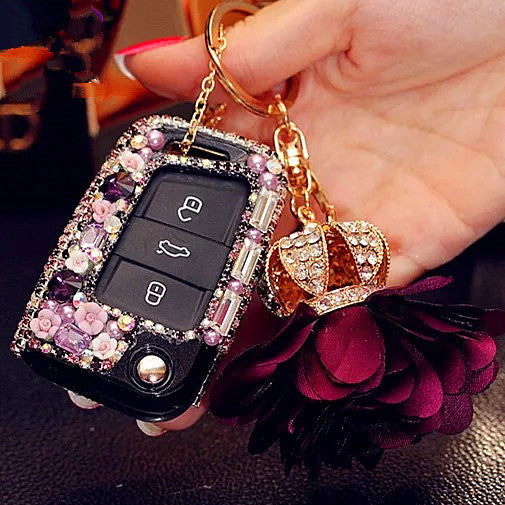 Bling Car Key Holder with Rhinestones for VW Golf GTI Scoda Touran - P