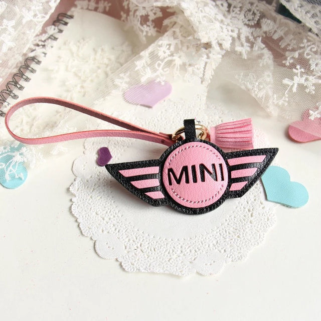 Personalized MINI COOPER Keychain leather Holder Cover charm pendant O