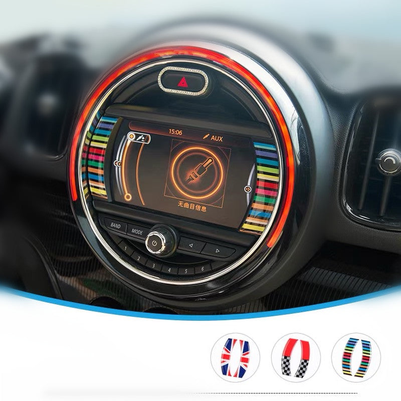 Mini Cooper Dashboard Monitor Screen 3D Decal - Jack Union, Rainbow, R