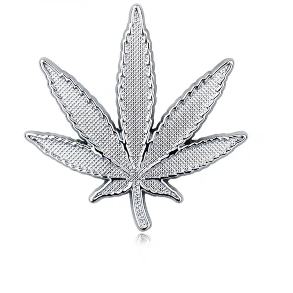 Weed Pot Leaf 3D metal Chrome Emblem Badge Decal