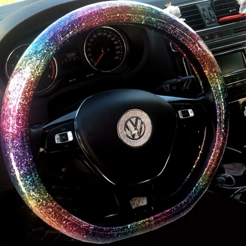 Multicolor Rainbow Color Bling Steering wheel cover