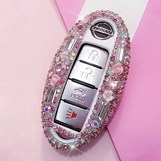 Nissan Bling Key Holder with Rhinestones and flowers