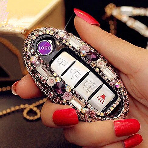 Nissan Bling Key Holder with Rhinestones and flowers