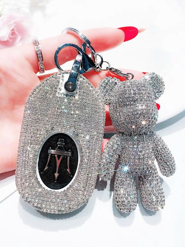 Silver Bling Car Key Holder Cover with Rhinestones for Maserati