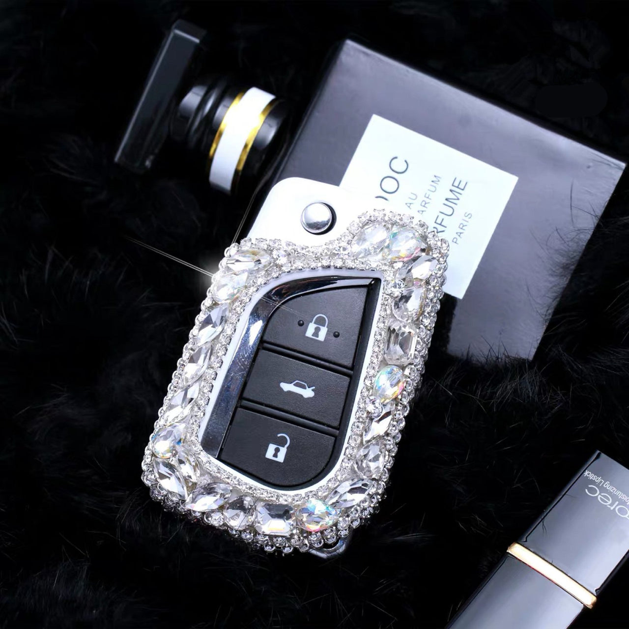 Silver Toyota Bling Car Key FOB case