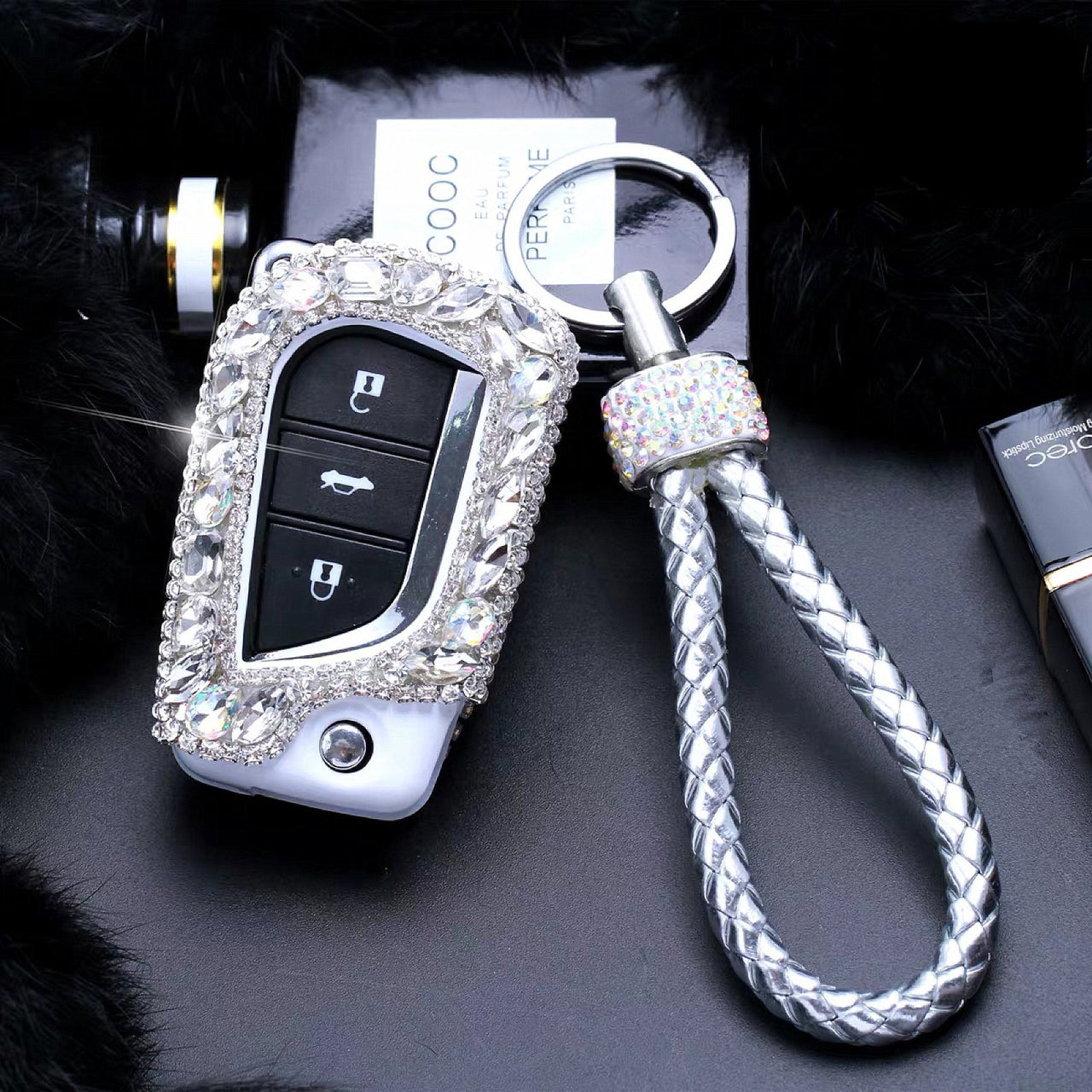 Silver Toyota Bling Car Key FOB case