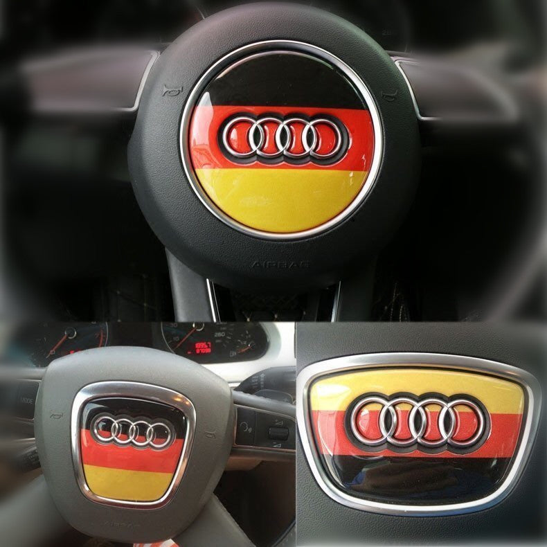Germany Flag Three Colored Audi Emblem for Steering Wheel LOGO Sticker