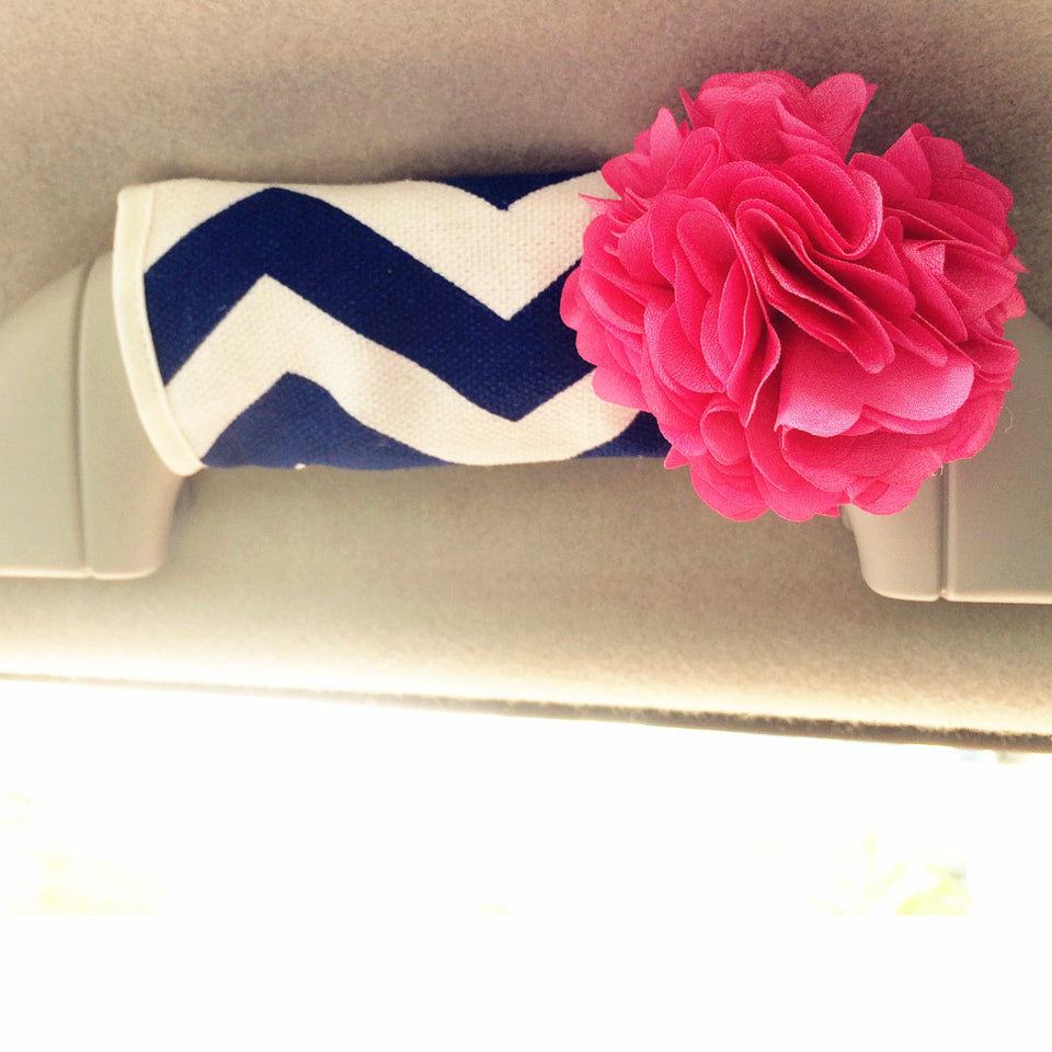 Blue Chevron Car Grab Handle Cover